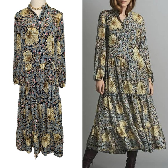Morris & Co. X H&M | Dresses | Morris Co X Hm Floral Metallic Swiss Dot ...